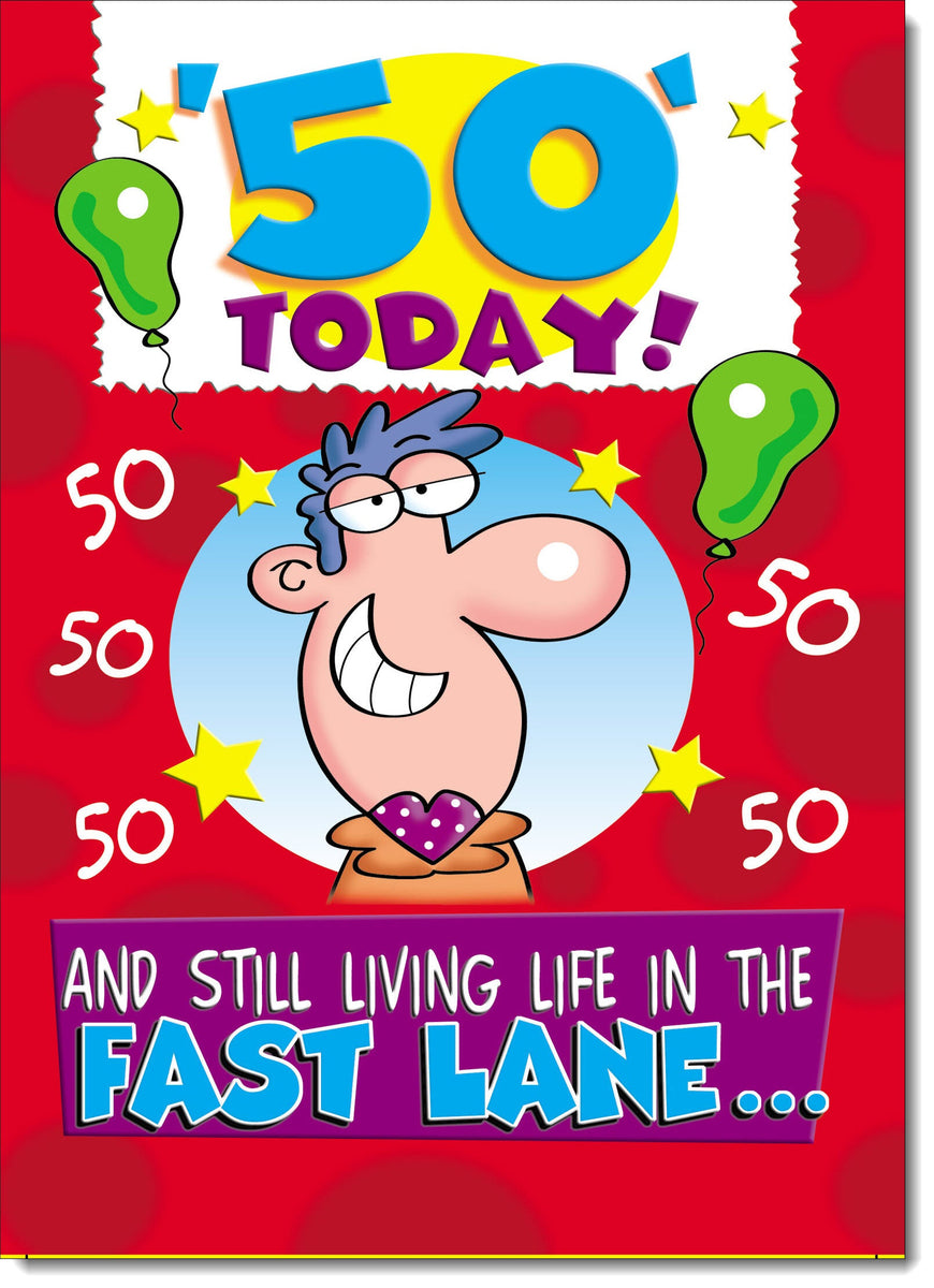 50th Birthday Card Age 50 for Him Funny – doodlecards