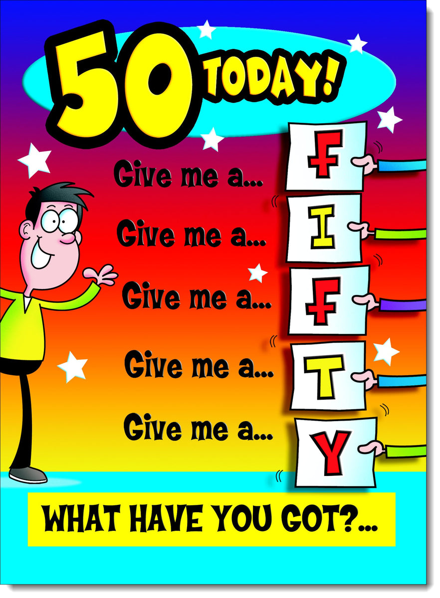50th Birthday Card Age 50 for Him Funny – doodlecards