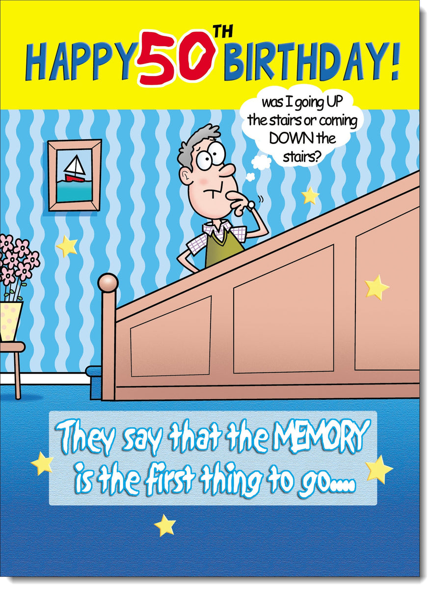 50th Birthday Card Age 50 for Him Funny – doodlecards