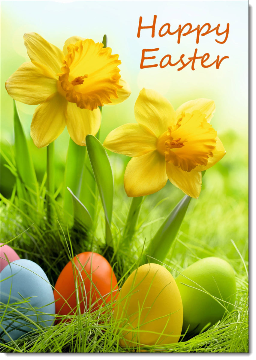 Pack of 10 Easter Cards Daffodils & Eggs – doodlecards