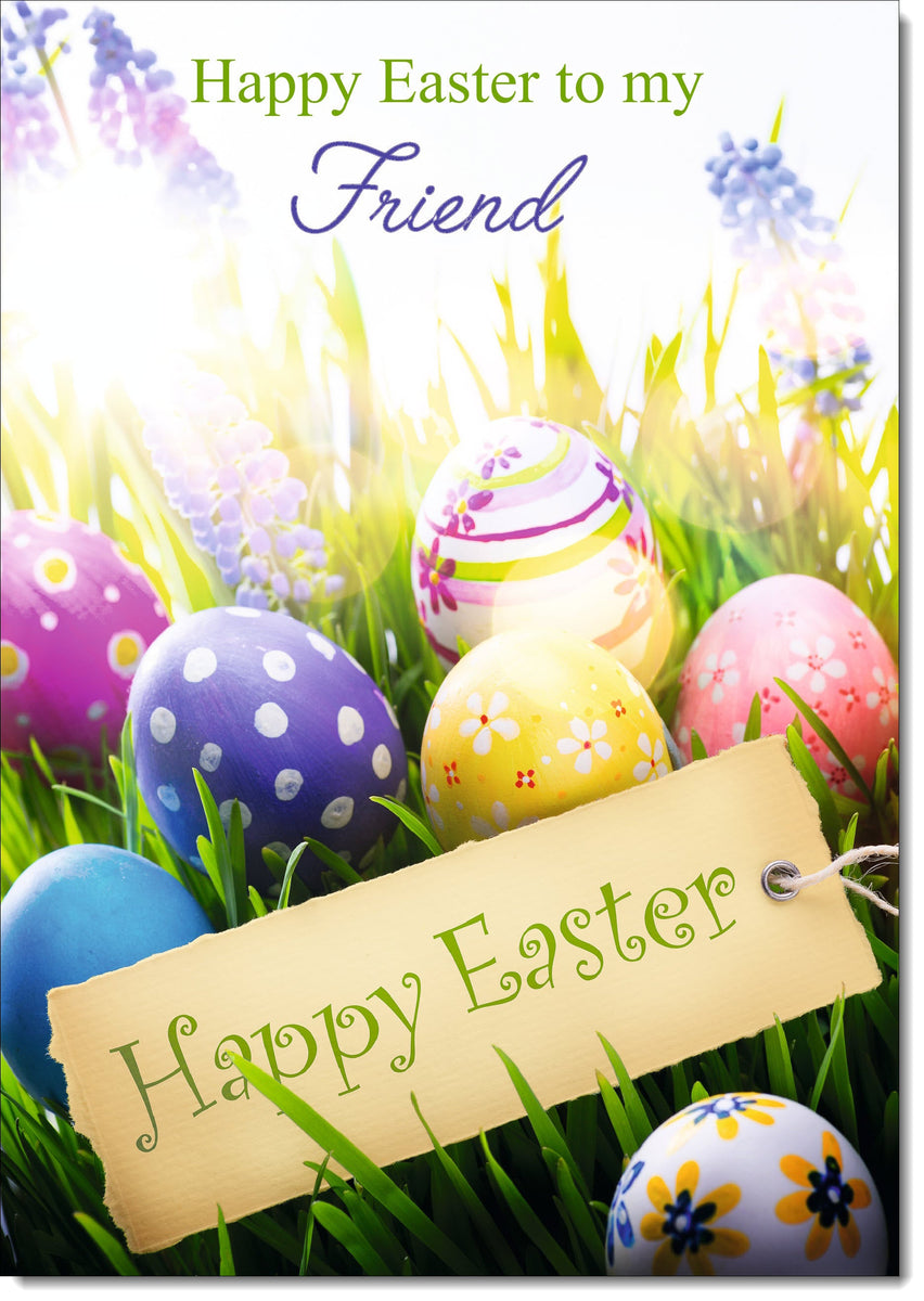 Friend Easter Card Colourful Happy Easter Eggs – doodlecards