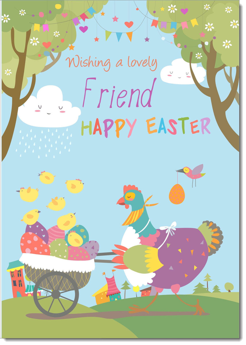 Friend Easter Card Mother Hen and Easter Eggs – doodlecards