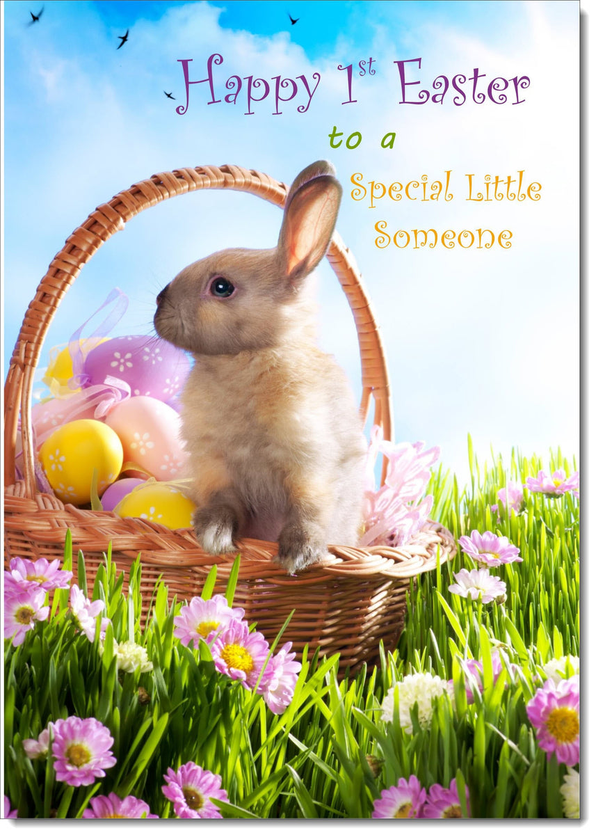 First 1st Easter Card Easter Bunny and Eggs – doodlecards