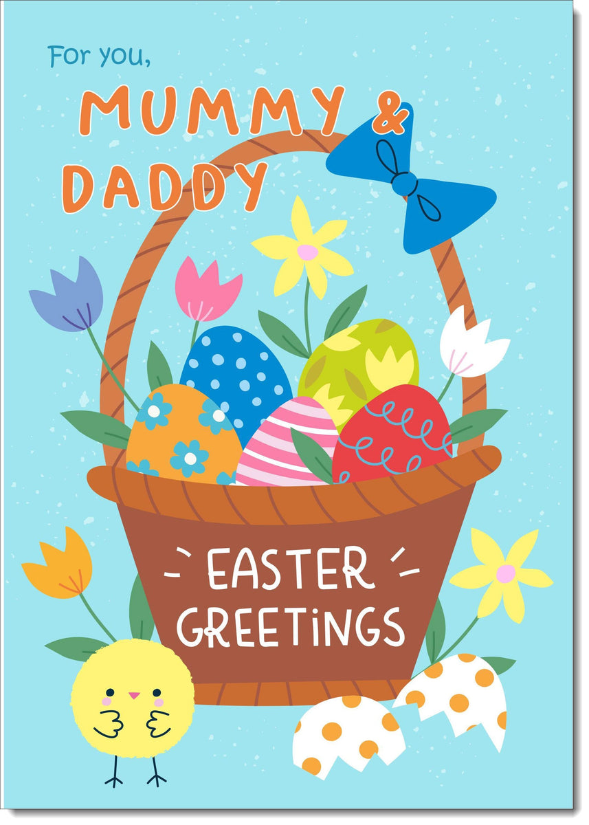 Mummy & Daddy Easter Card Easter Egg Basket – doodlecards