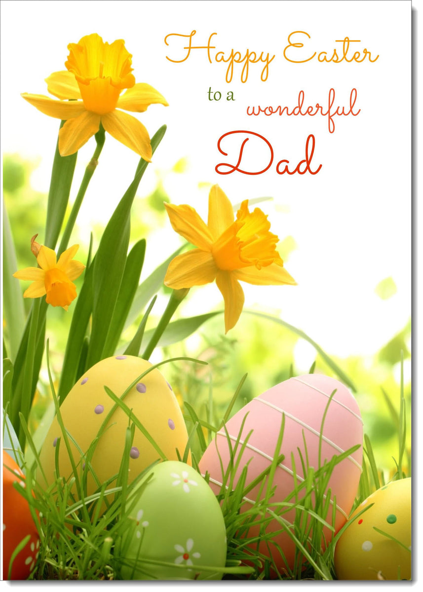 Dad Easter Card Daffodils & Eggs – doodlecards