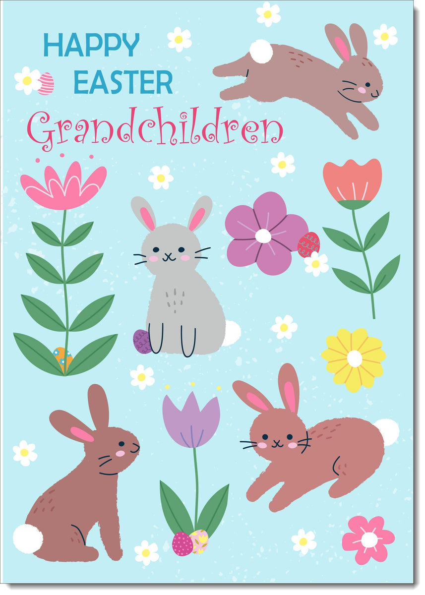 Grandchildren Easter Card Easter Bunny Collage – doodlecards