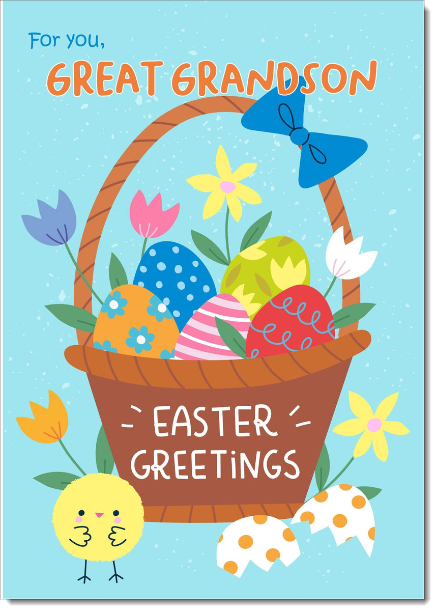 Great Grandson Easter Card Easter Egg Basket – doodlecards