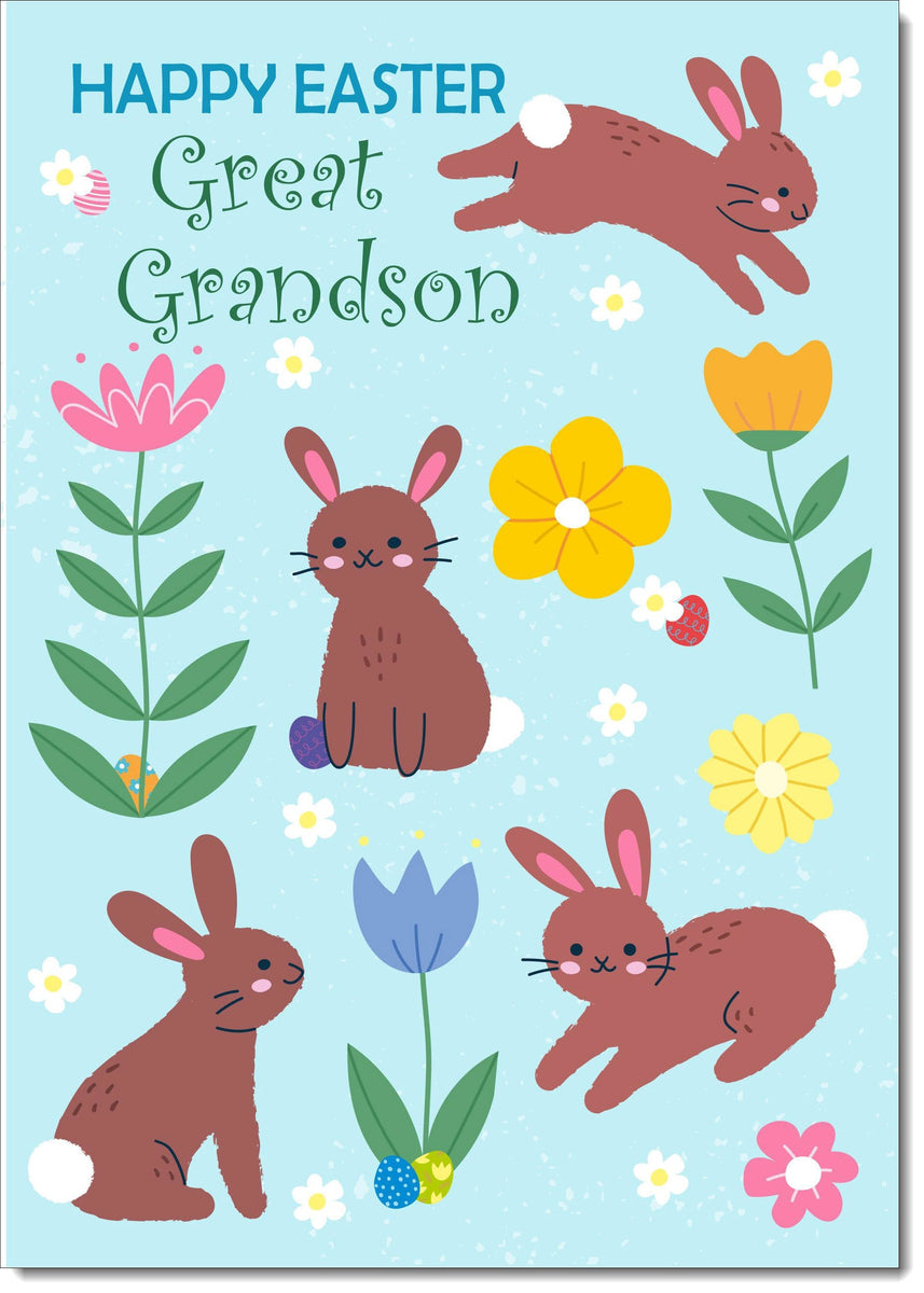 Great Grandson Easter Card Easter Rabbit Collage – doodlecards