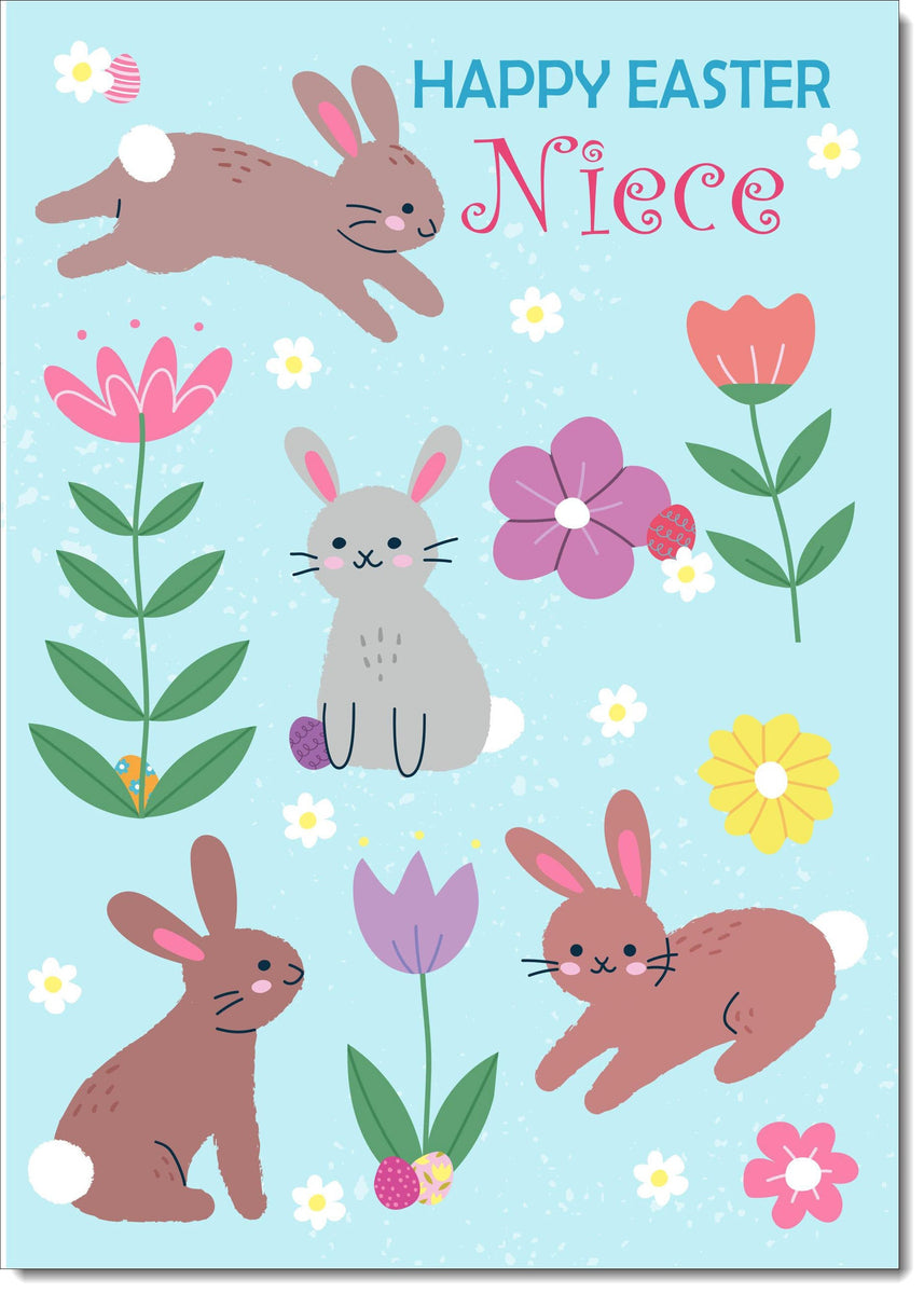 Niece Easter Card Easter Bunny Collage – doodlecards