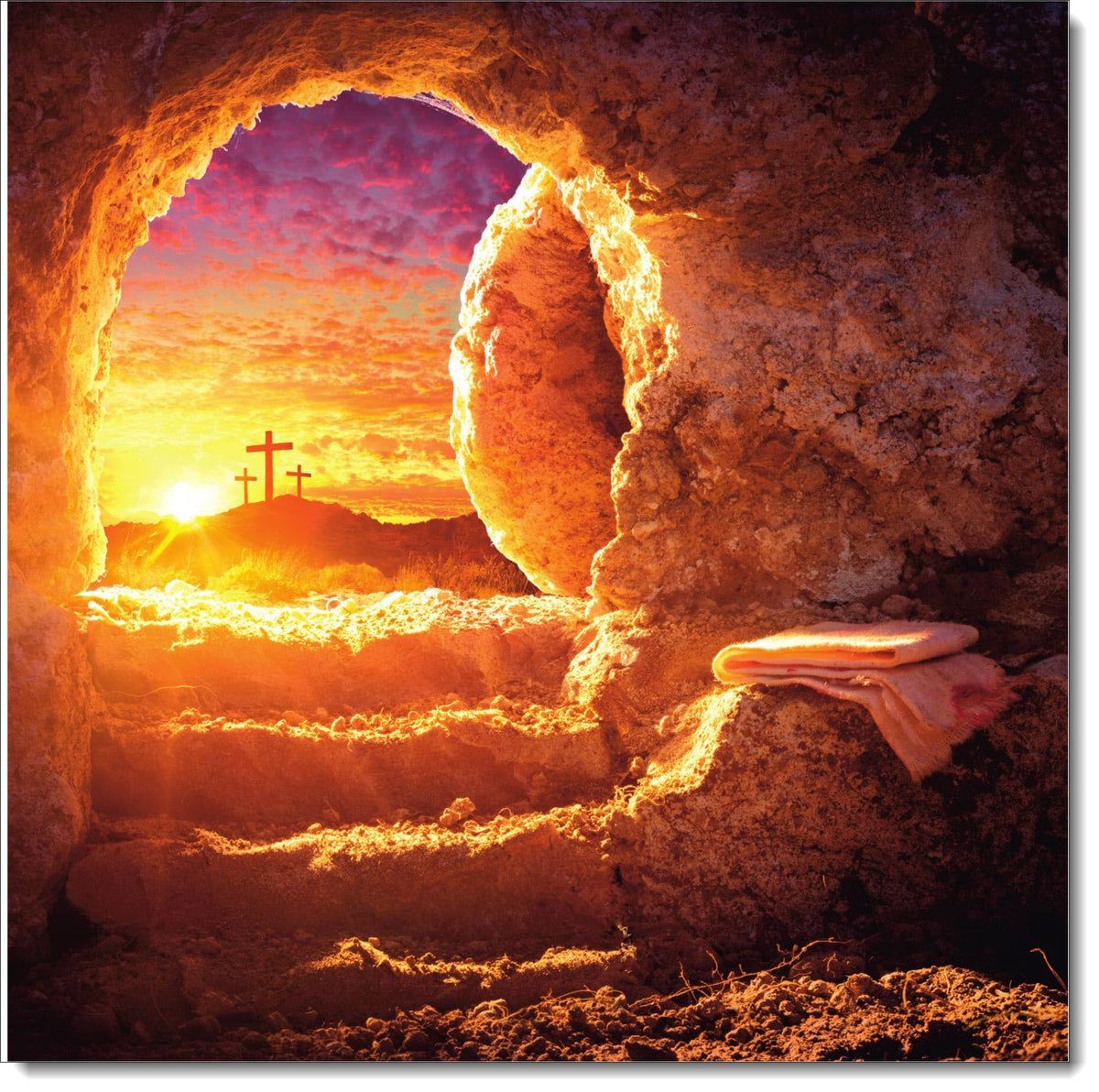 Pack of 10 Easter Cards Sunset Three Crosses – doodlecards