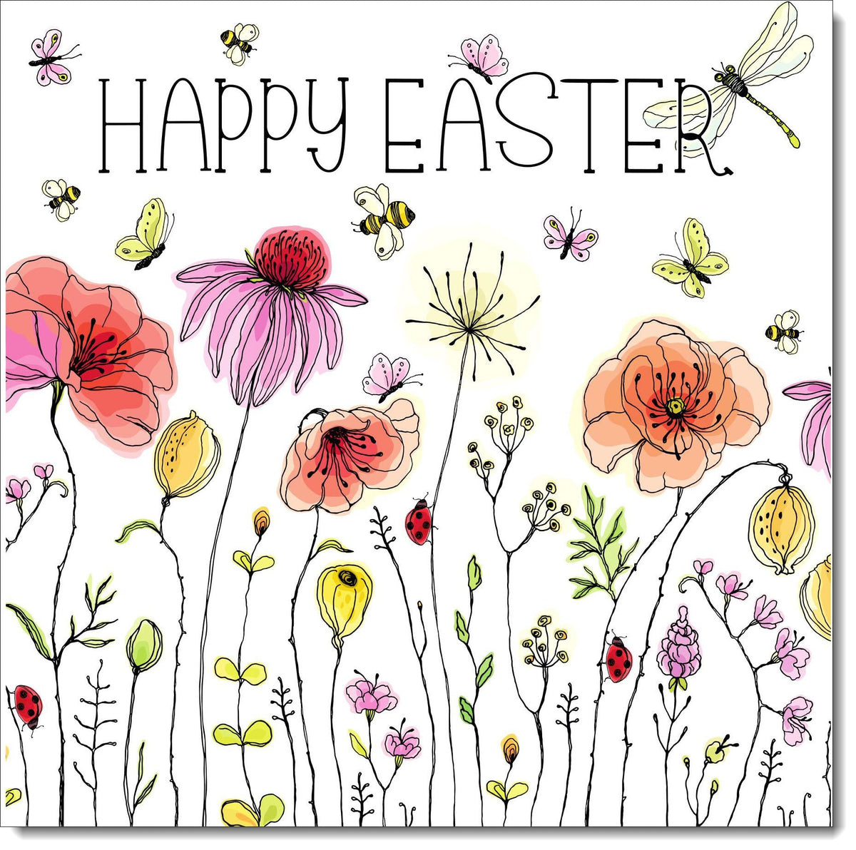 Pack of 10 Easter Cards Happy Easter Wildflowers – doodlecards